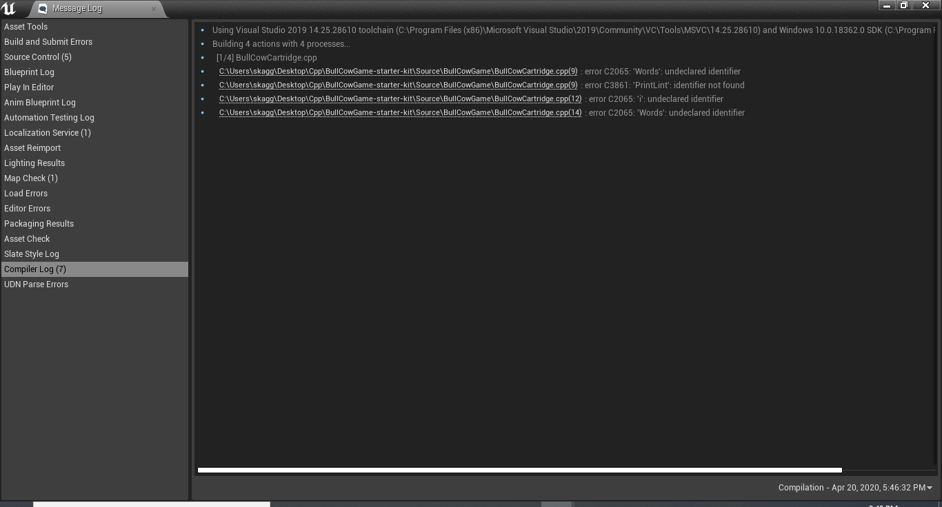 Code not recognized Bull Cows - Ask - GameDev.tv