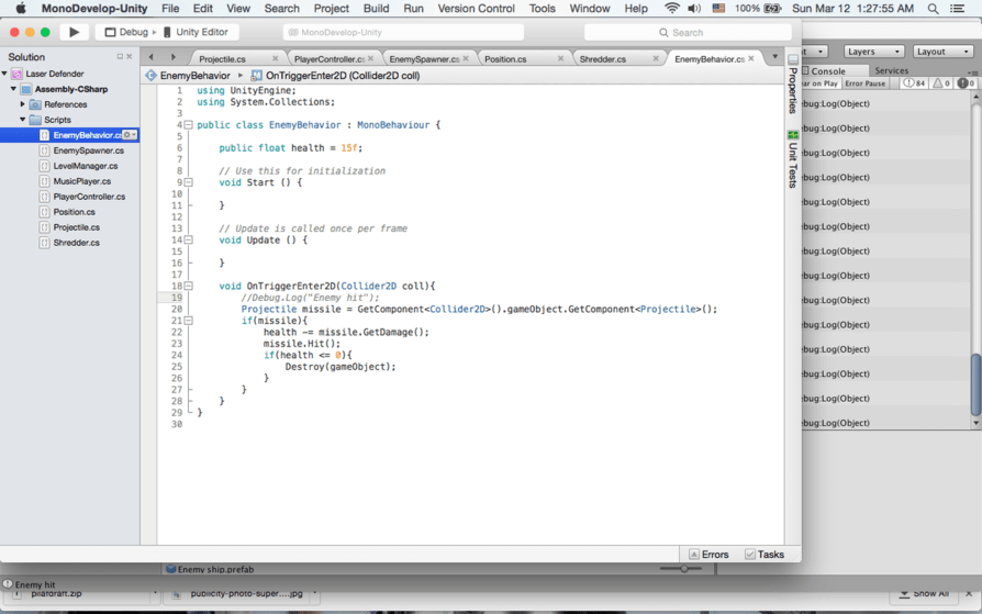 [Solved] EnemyBehavior not recognizing functions in Projectile script - Ask - GameDev.tv