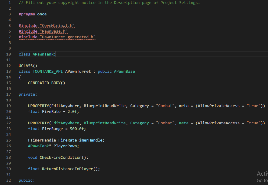 ToonTanks Compile error C2027 - Ask - GameDev.tv