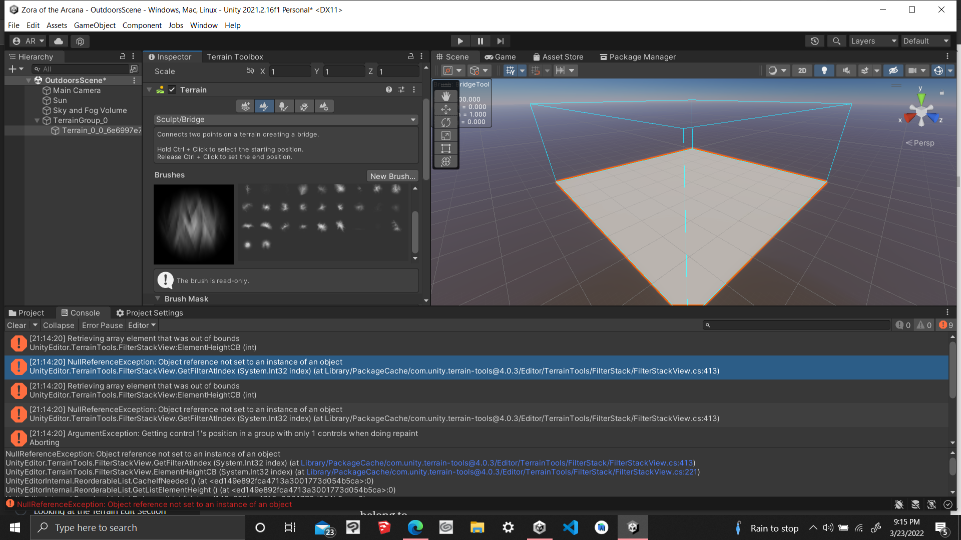 Terrain tools errors - Ask - GameDev.tv