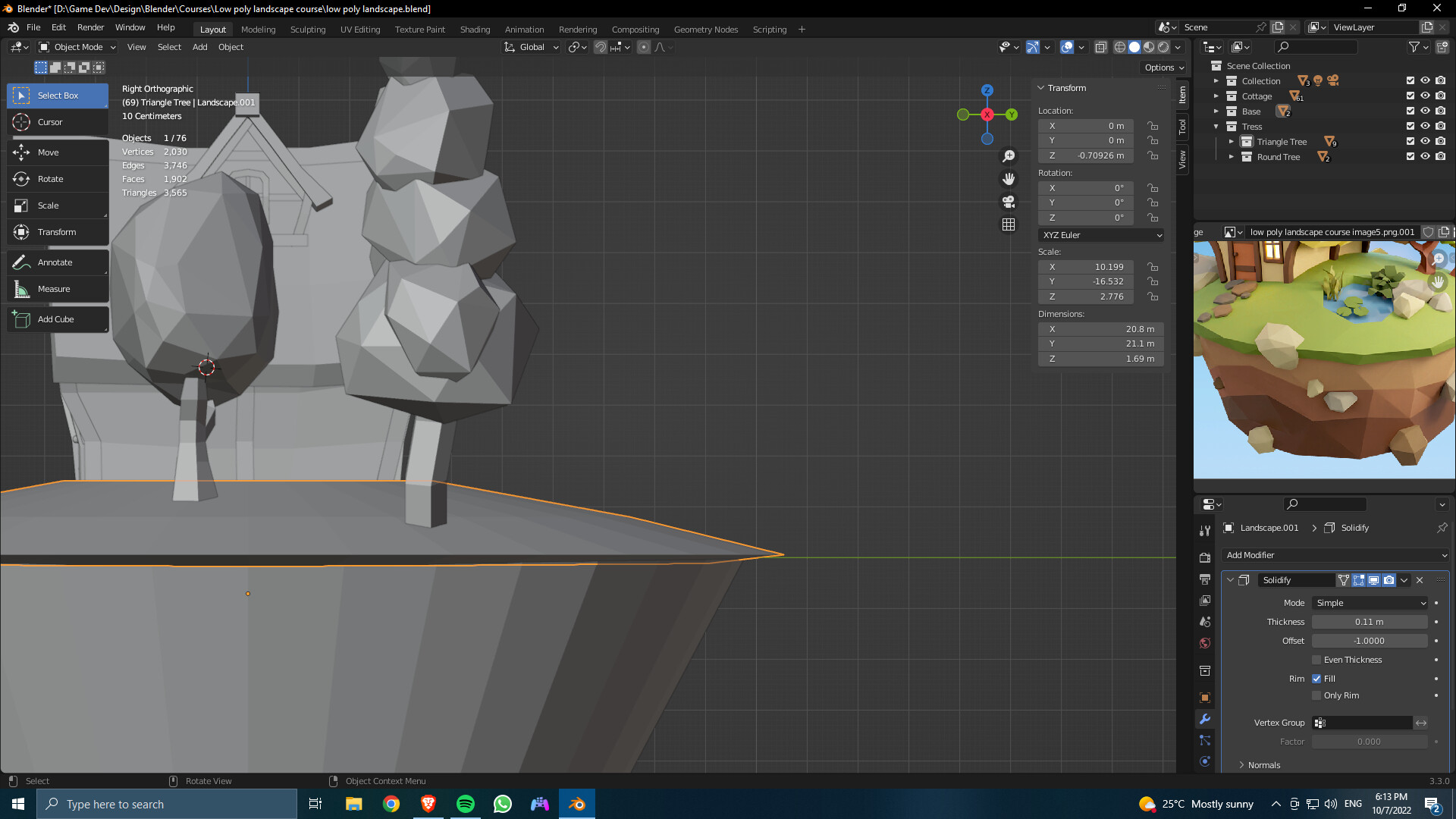The top part of the base (landscape) solidify modifier doesn't work properly - Ask - GameDev.tv