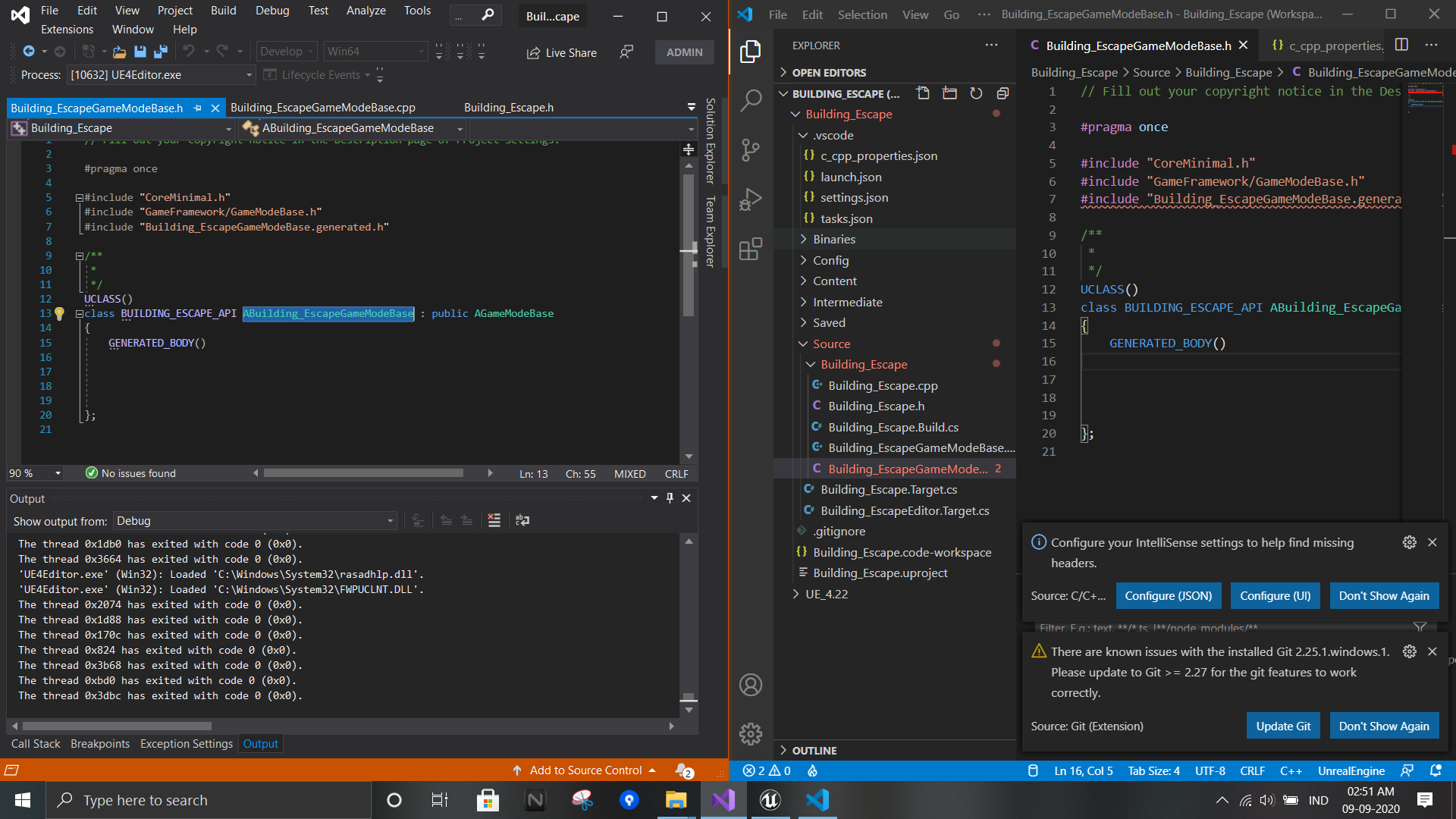 I am getting #include error detected . in building escape project in VS ...