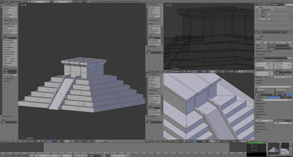 Mayan Pyramid Rails using Loop Cut and Extrude - Ask - GameDev.tv