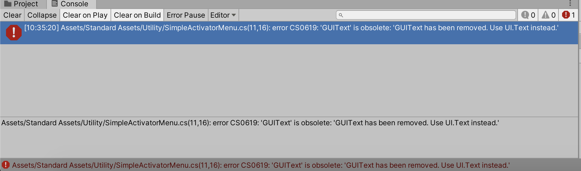 GUIT Text is obsolete error message - Talk - GameDev.tv