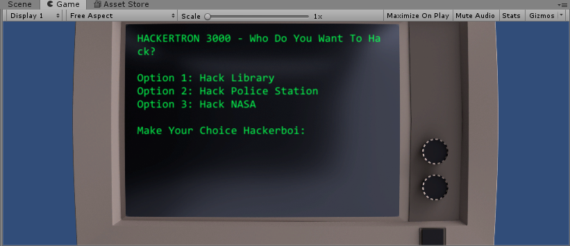 Heres My Own Hacker Menu, Sticking to the basics - Show - GameDev.tv