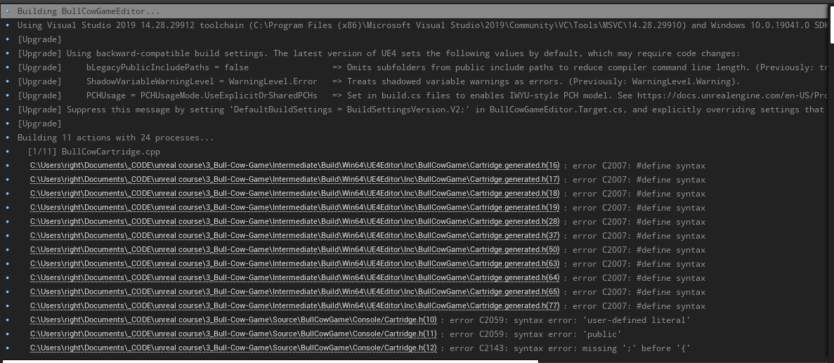 Compile Failed: Bulls & Cows - Ask - GameDev.tv