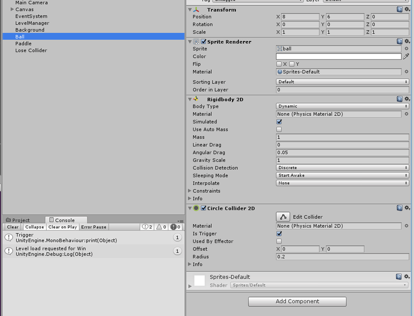 Ball just dropping right through the Paddle. Don't know why, please ...