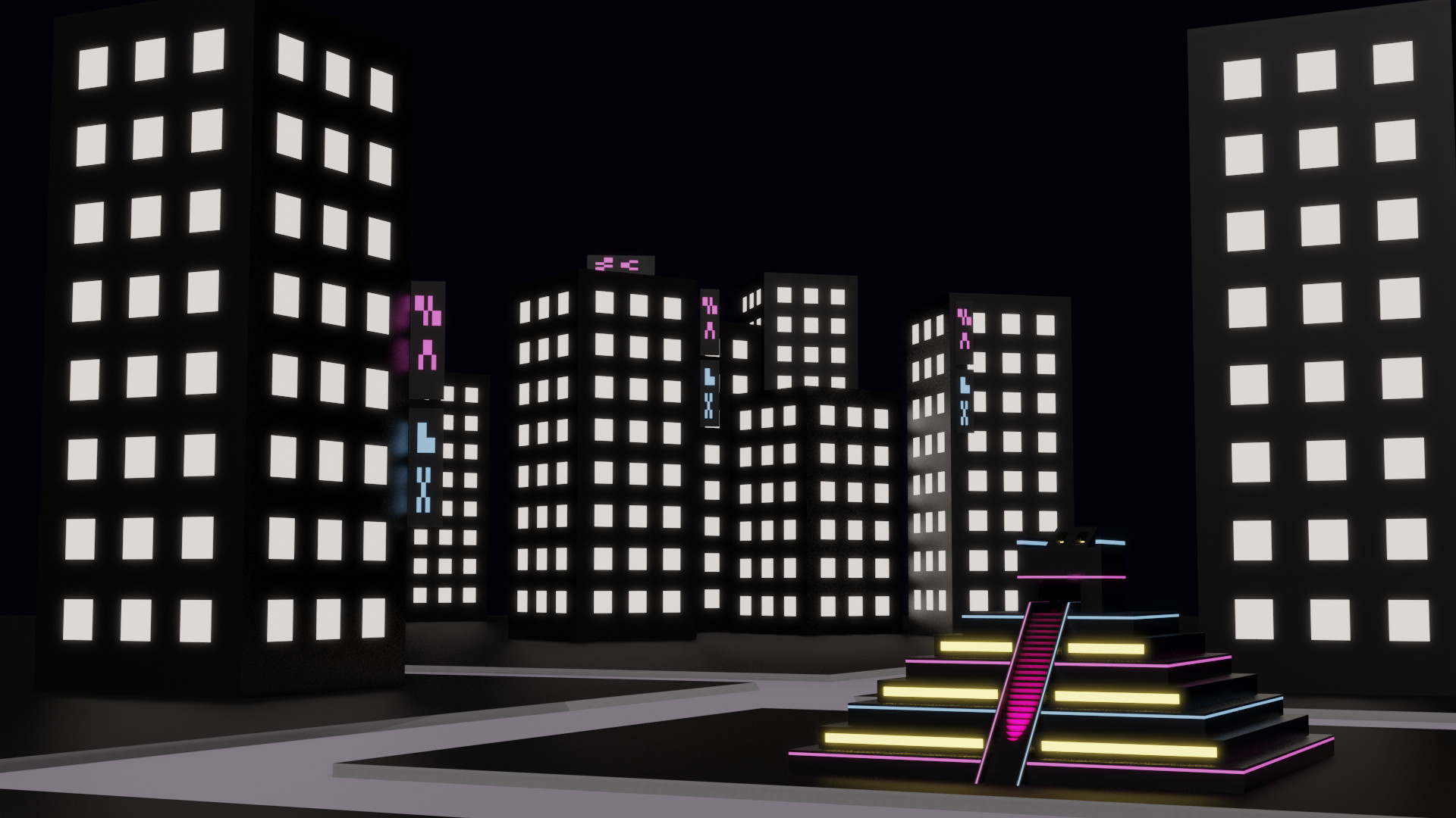 Neon/Cyberpunk Mayan Pyramid - Show - GameDev.tv