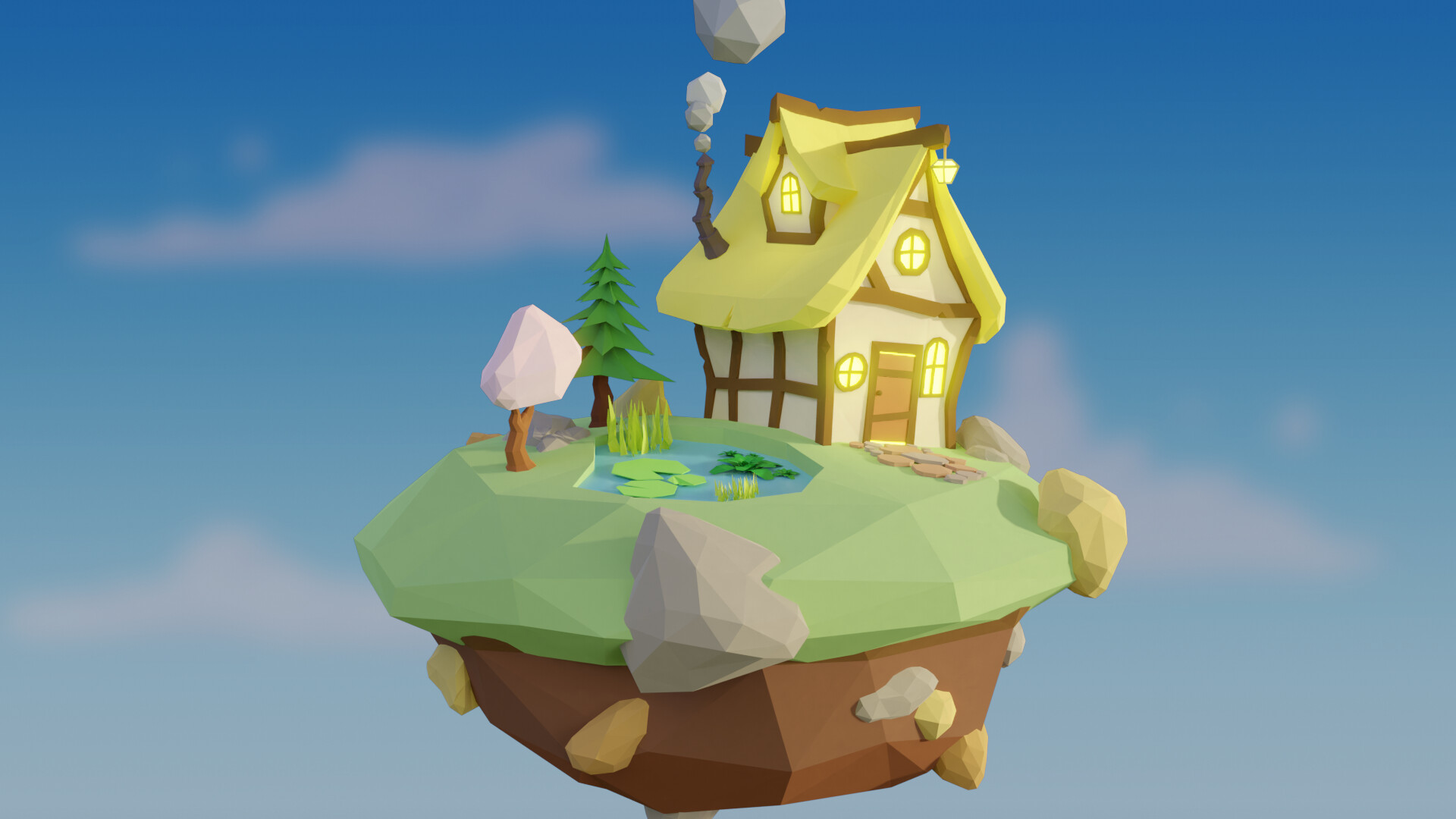 Low Poly Landscape and a "low poly" cyborg man that I am slighty ...