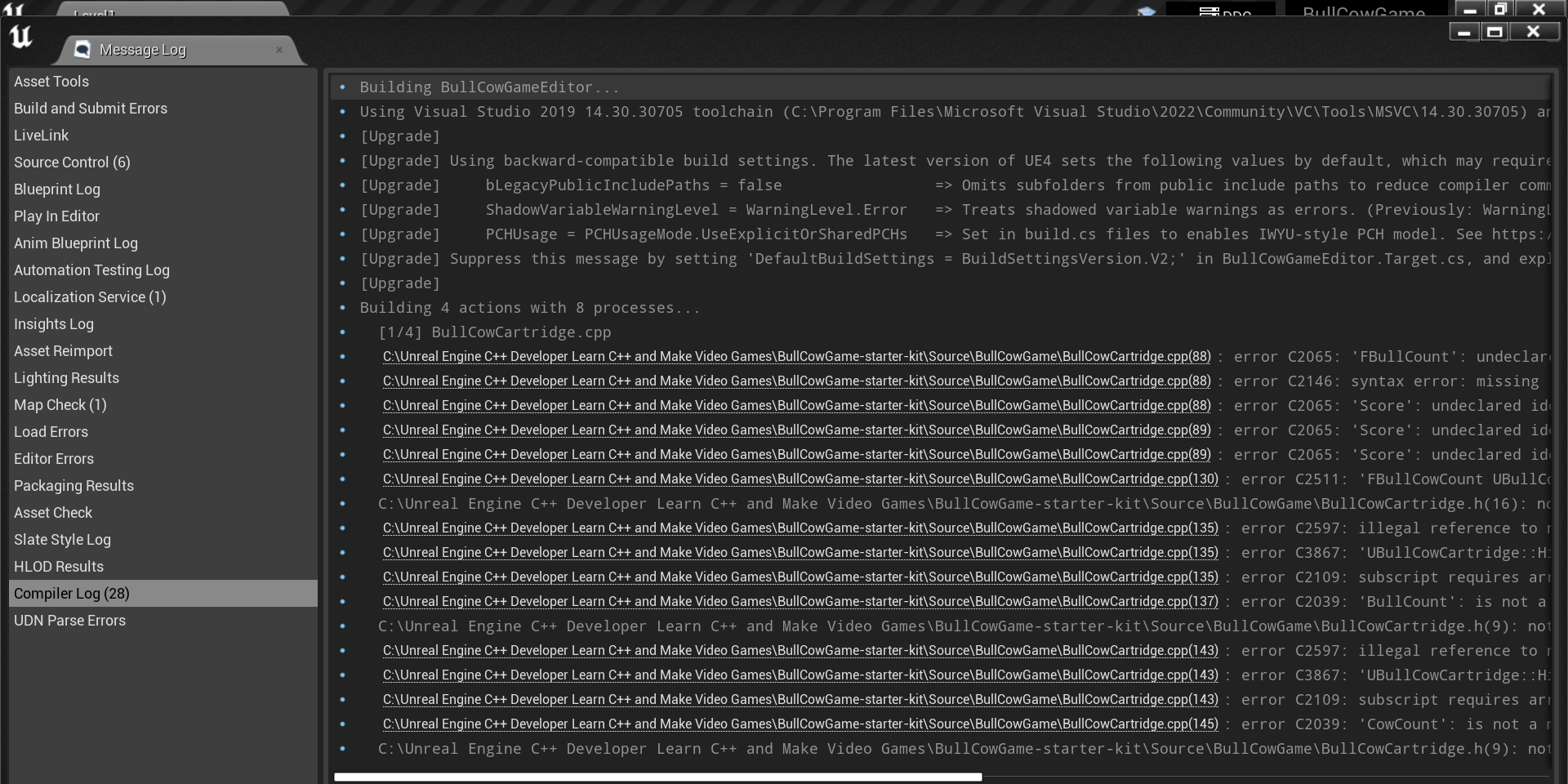 Errors In Bull Cow Game - Ask - GameDev.tv