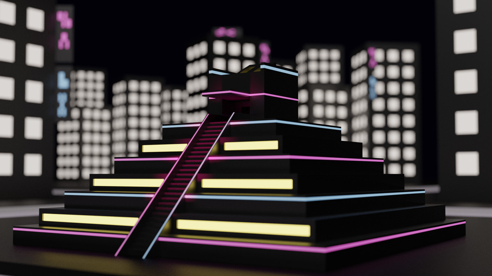 Neon/Cyberpunk Mayan Pyramid - Show - GameDev.tv