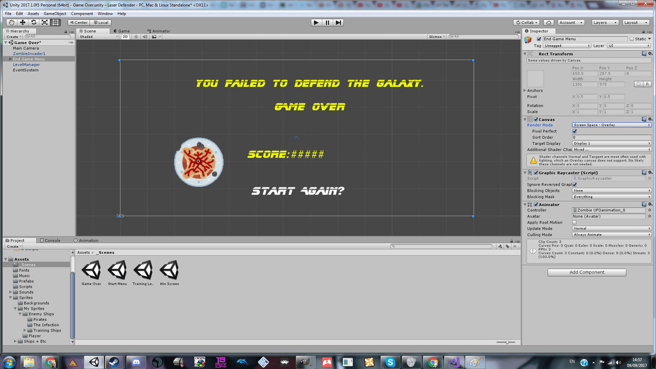 [SOLVED] Sprite doesn't show on Lose Screen - Ask - GameDev.tv