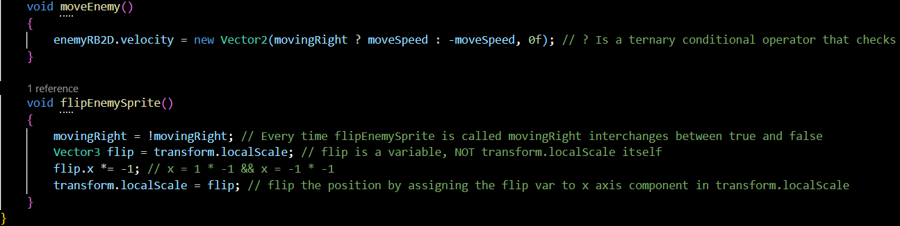 Flip enemy sprite and movement without a collider - Show - GameDev.tv