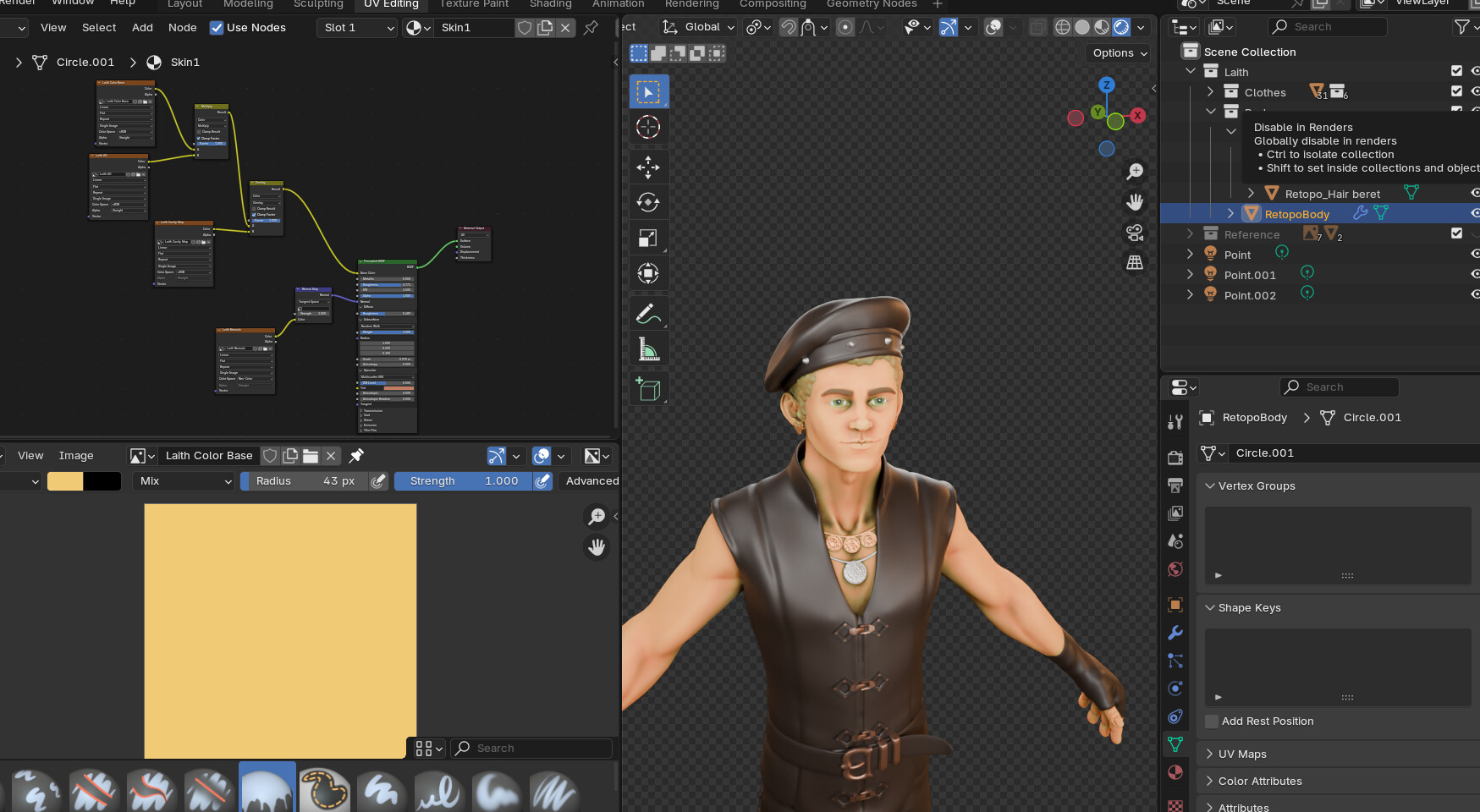 Blender Character Creator material color help - Ask - GameDev.tv