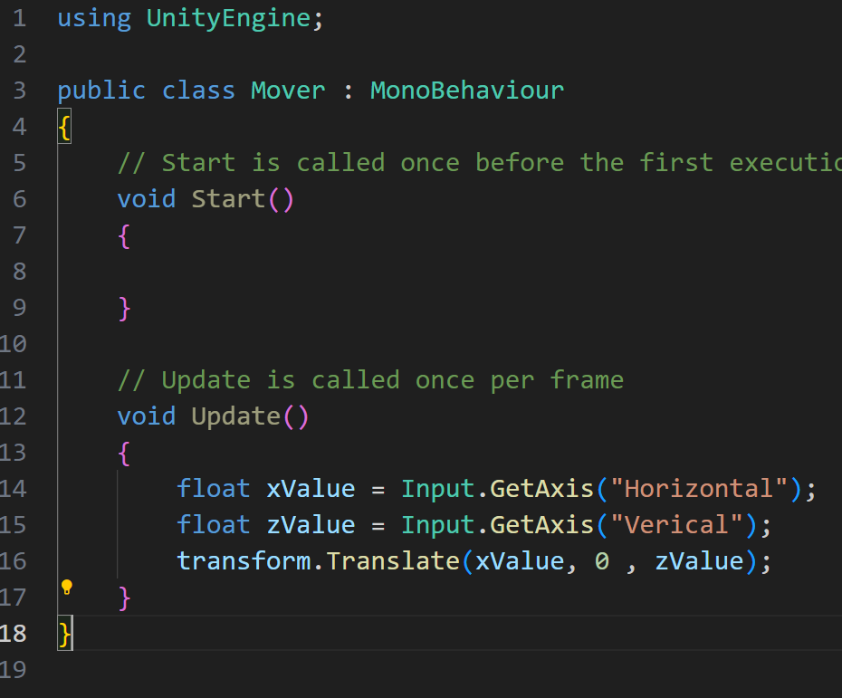 Input.GetAxis() is not working - Ask - GameDev.tv