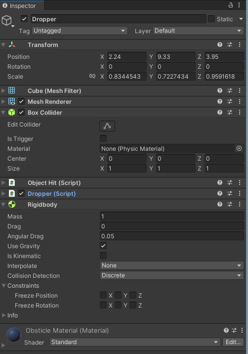 Obstacle Course lesson - dropped obstacle going through ground plane - Ask - GameDev.tv