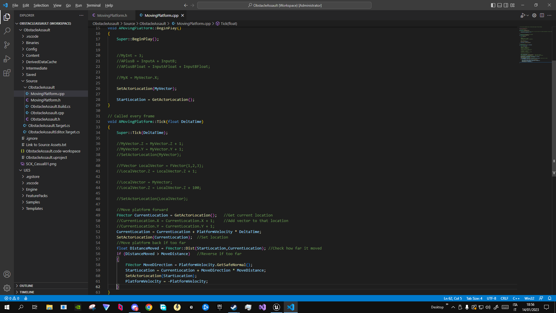 Section 55. Platform's Location Reset bug - Ask - GameDev.tv