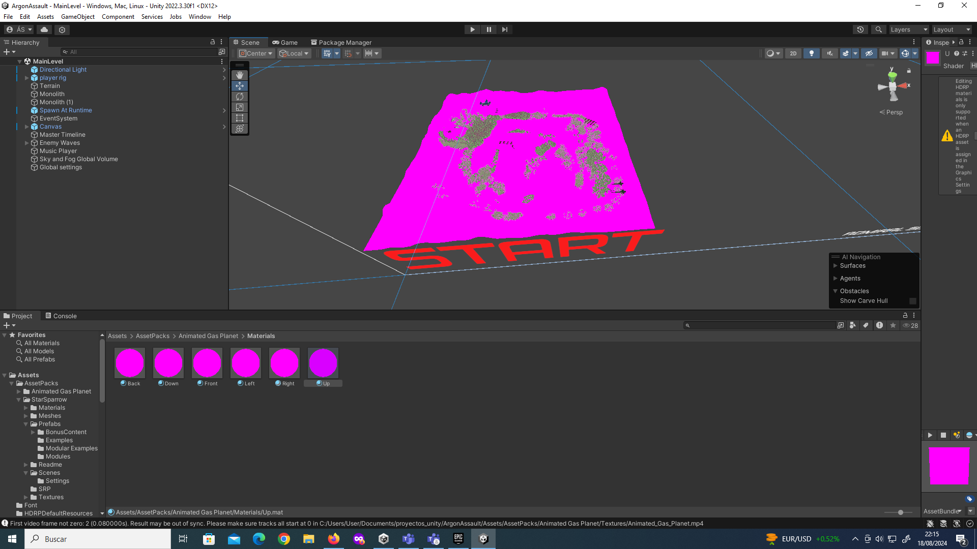 Problem creating skybox in ArgonAssault game course - Ask - GameDev.tv