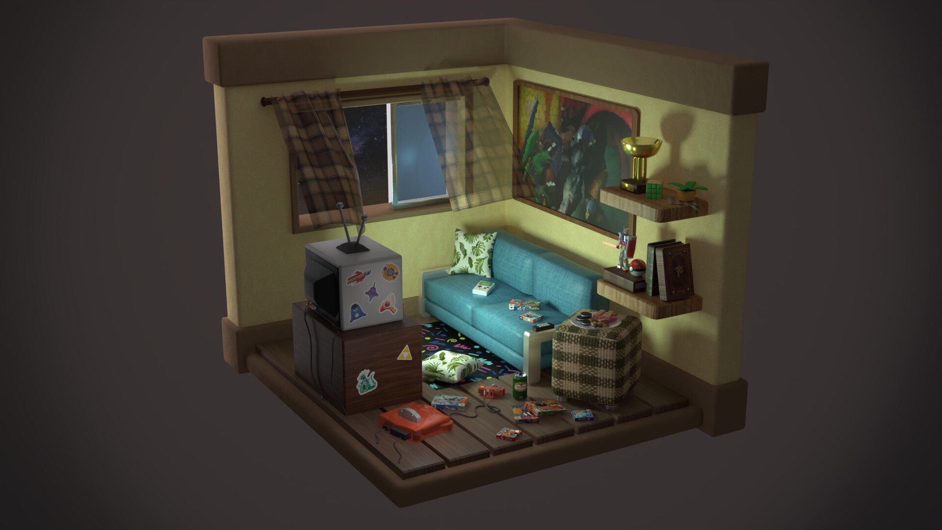 90's living room diorama - Show - GameDev.tv