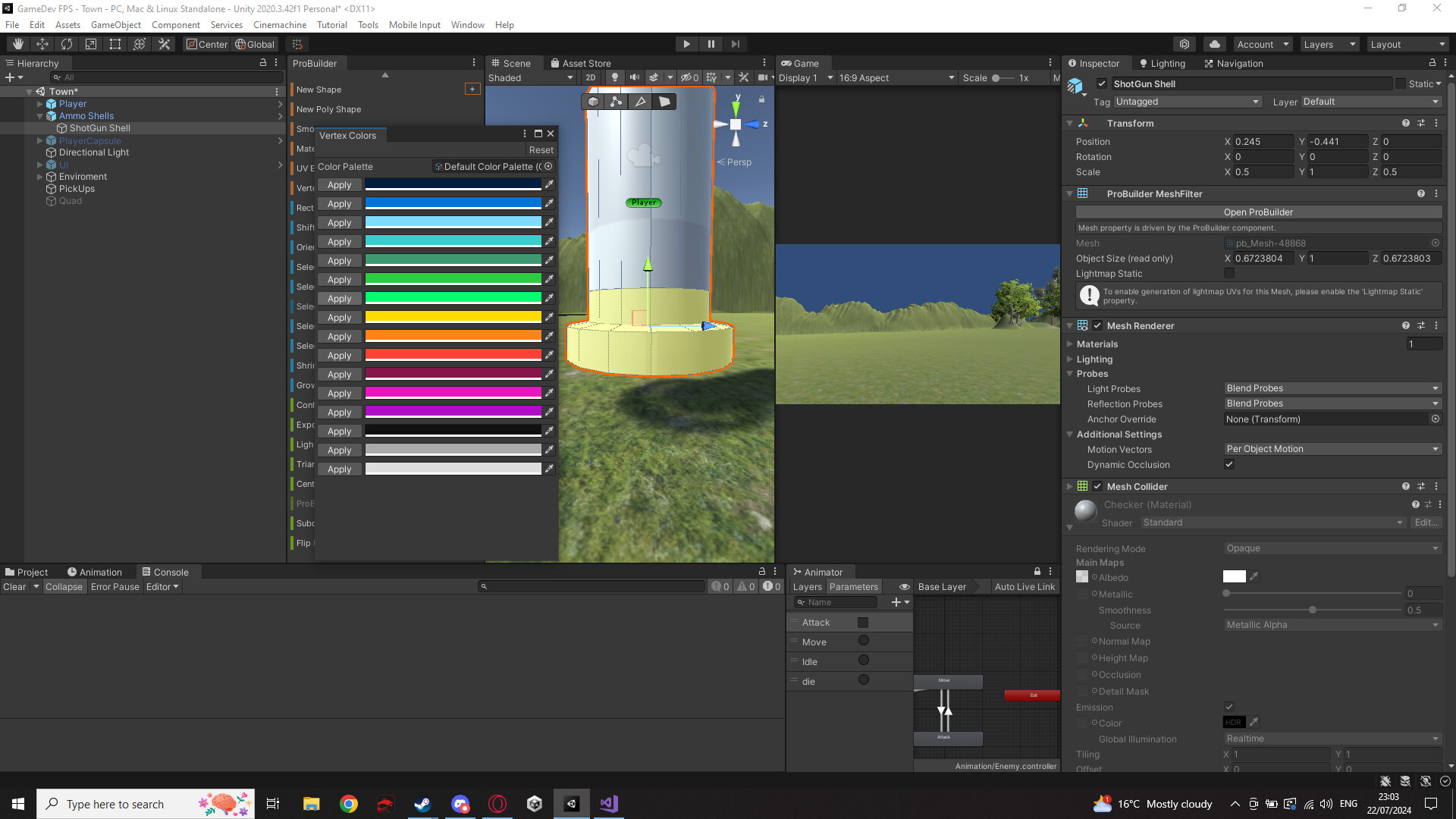 Probuilder colour not applying - Ask - GameDev.tv