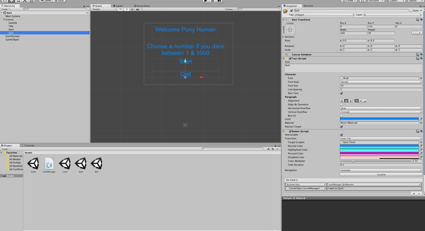 [Solved] No overload for method Quit' takes 1 argument - Talk - GameDev.tv