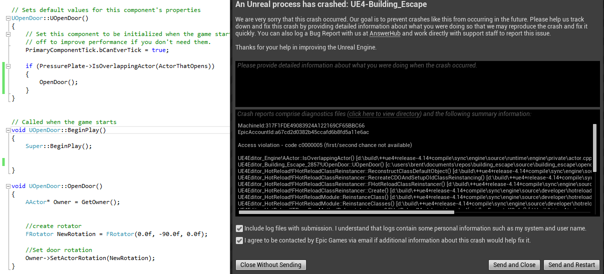 Using Trigger Volumes: Crash on Build - Ask - GameDev.tv