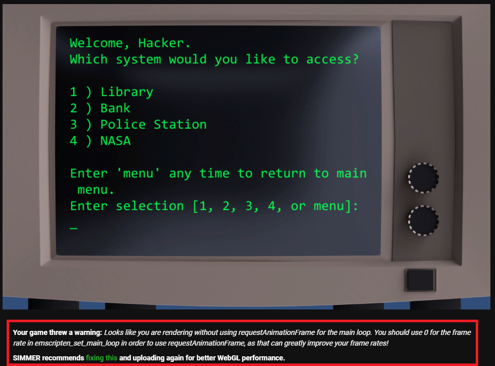 On uploading hacker to sharemygame, error with requestAnimationFrame - Ask - GameDev.tv