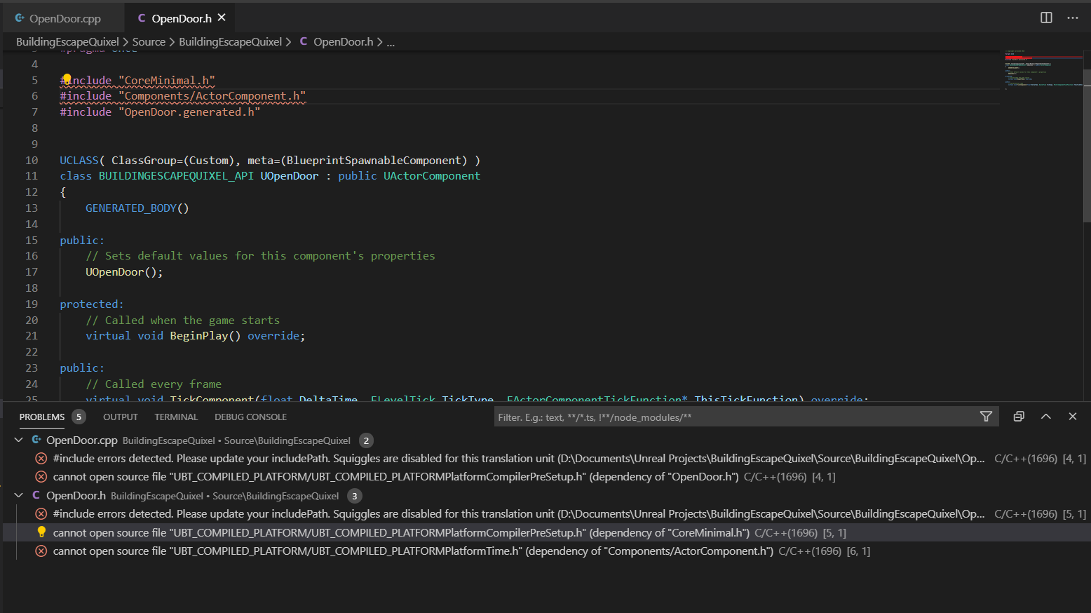 Bunch of errors when opening a new class or cpp - Ask - GameDev.tv