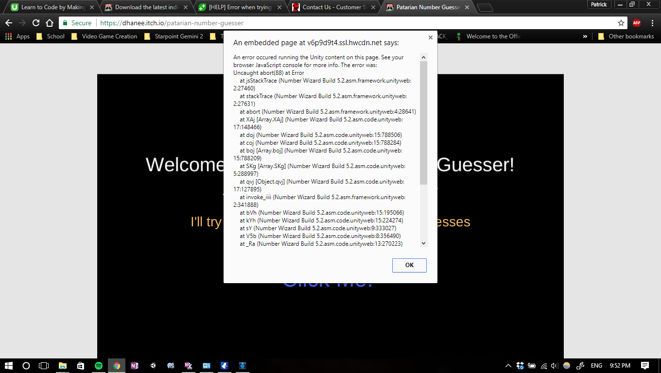 [SOLVED] Error when trying to play WebGL build of Number Wizard - Ask - GameDev.tv