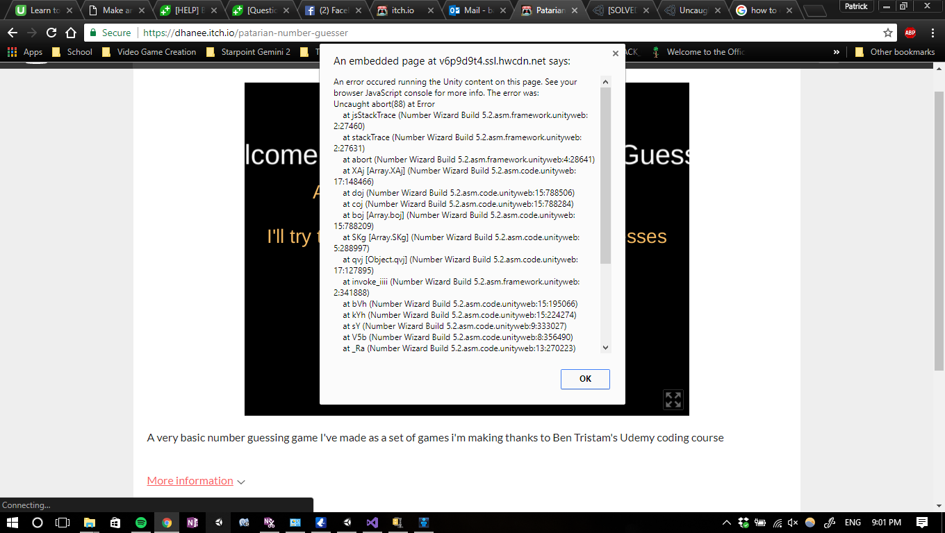 [SOLVED] Error when trying to play WebGL build of Number Wizard - Ask - GameDev.tv