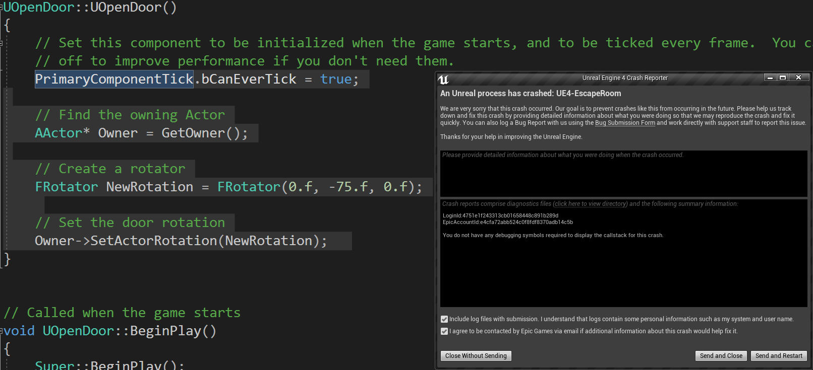 Unexpected crash of Unreal in lesson 76 - Ask - GameDev.tv